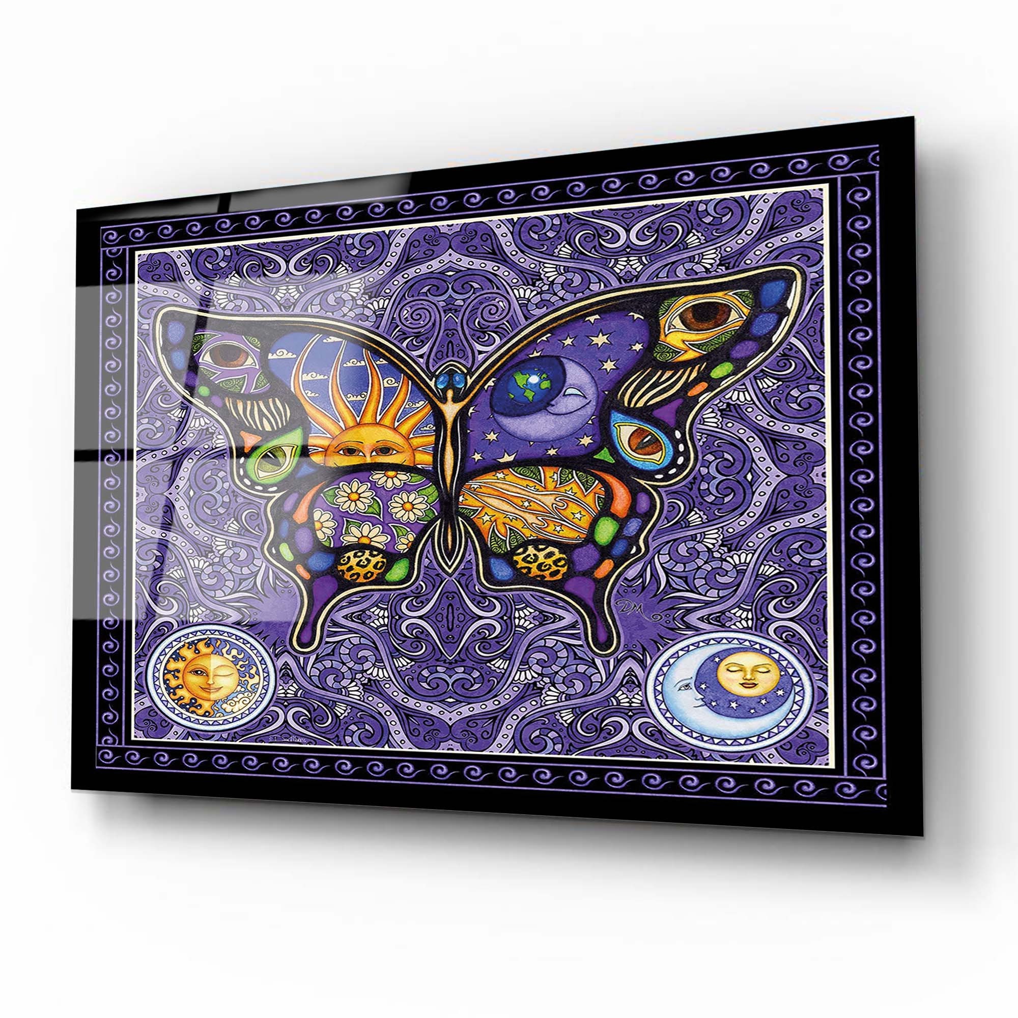 Purple Butterfly Kitchen Backsplash Decor, Tempered Glass Backsplash ...