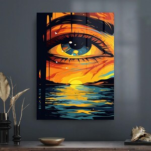 Colorful Eye Wall Art, Eye Glass Decor, Ocean Art Decor, Abstract Eye ...