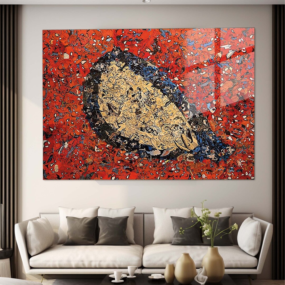 Tempered Glass Wall Art, Spider Man Glass Decor, Eye Montage Decor ...