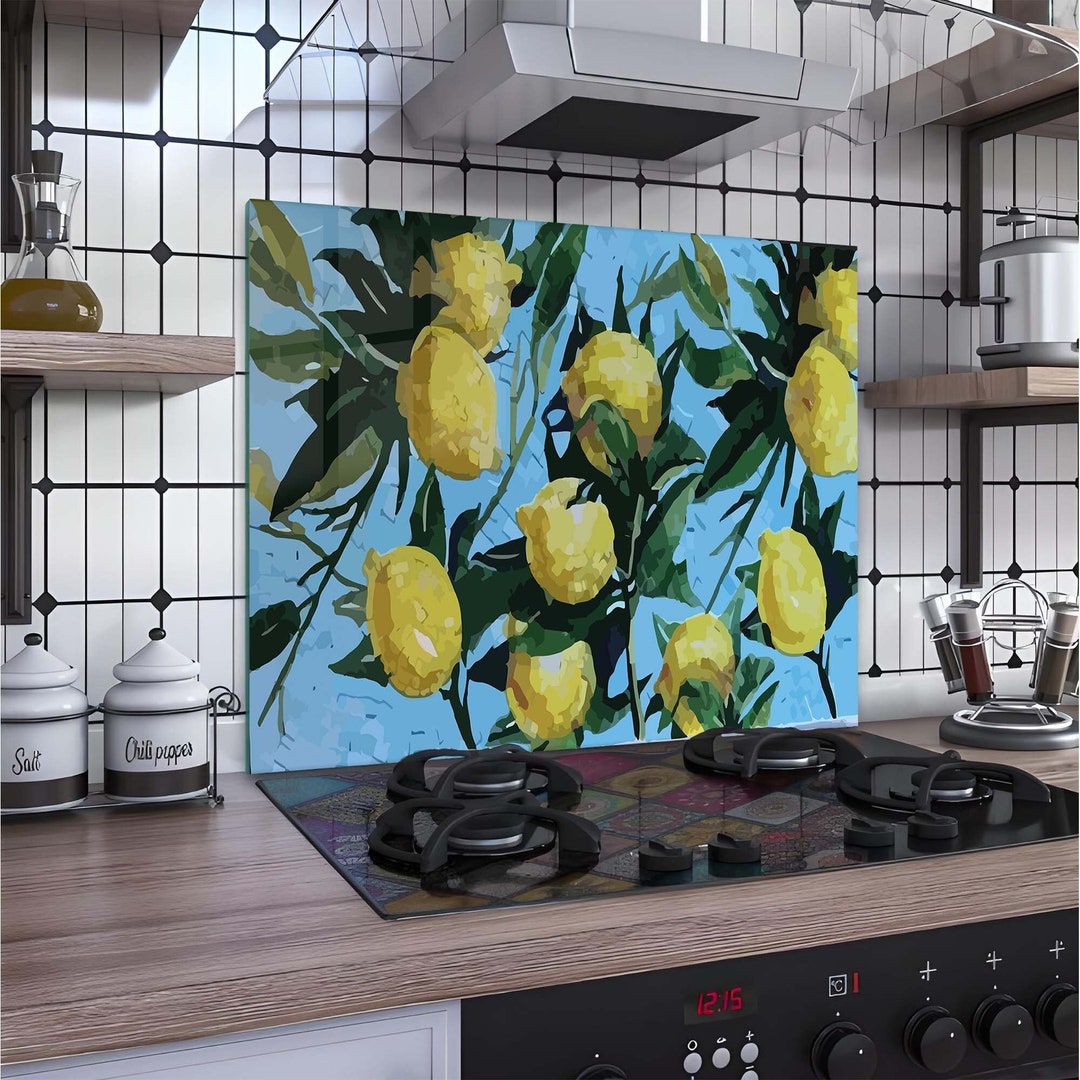 Lemons Backsplash for Kitchen Splashback Stove Back Cover, Fruit ...