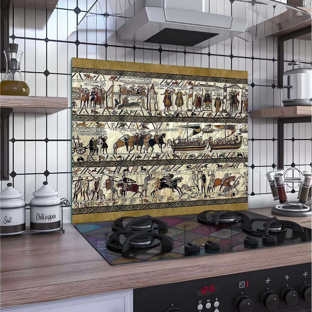 Kitchen Backsplash Decor, Aztec Locket Wall Decor, Glass Art, Frameless ...