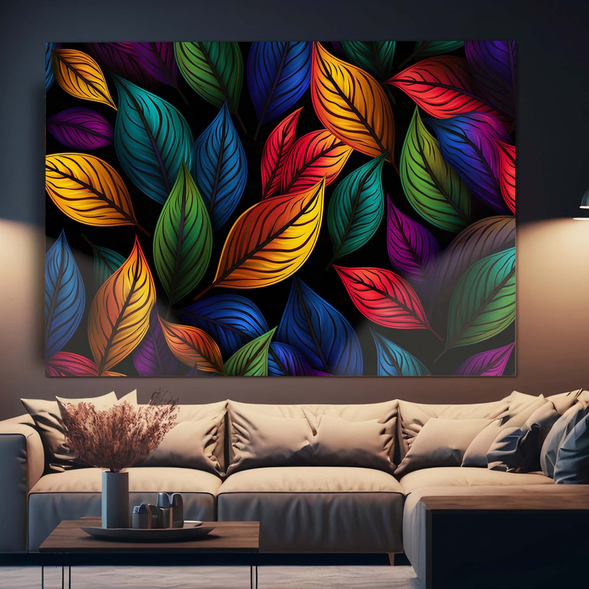 Colorful Decorative Wall Hangings, Stained Glass Leaf Mosaic Wall Art ...