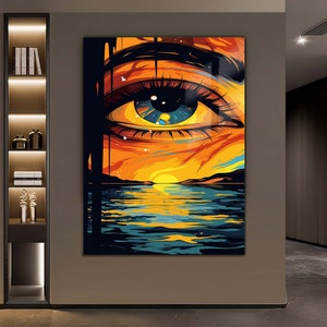 Colorful Eye Wall Art, Eye Glass Decor, Ocean Art Decor, Abstract Eye ...