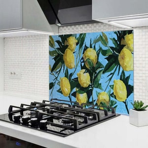 Lemons Backsplash for Kitchen Splashback Stove Back Cover, Fruit ...