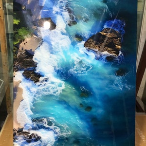 Nature Glass Decor, Ocean Glass Decor, Abstract Landscape Wall Art ...