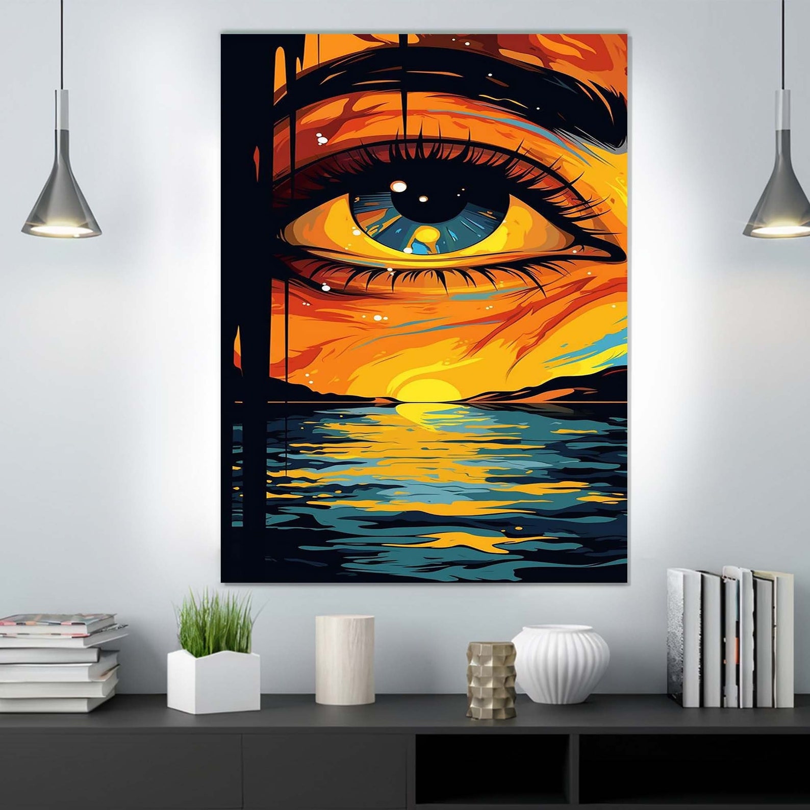 Colorful Eye Wall Art, Eye Glass Decor, Ocean Art Decor, Abstract Eye ...