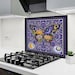 Purple Butterfly Kitchen Backsplash Decor, Tempered Glass Backsplash ...