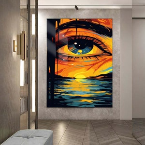 Colorful Eye Wall Art, Eye Glass Decor, Ocean Art Decor, Abstract Eye ...