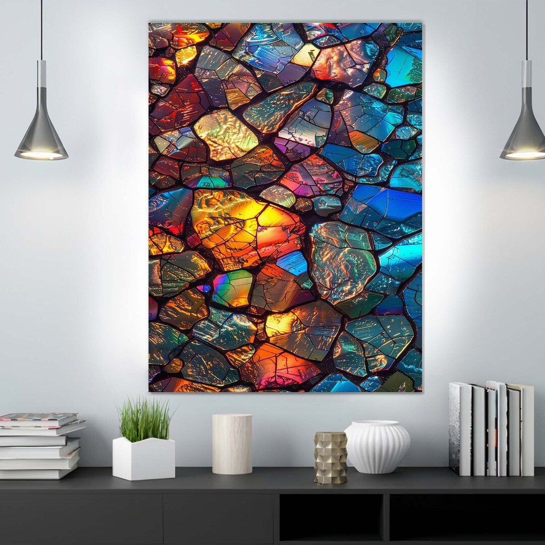 Colorful Decorative Stones Wall Art, Tempered Glass Wall Art, Glass ...