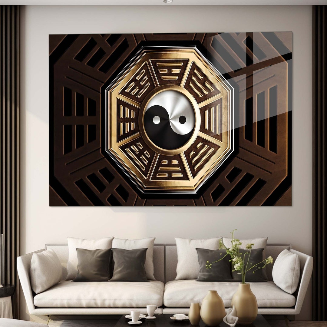 Yin Yang Tempered Glass Wall Decor Art, Ying Yang Large Glass Wall Art ...