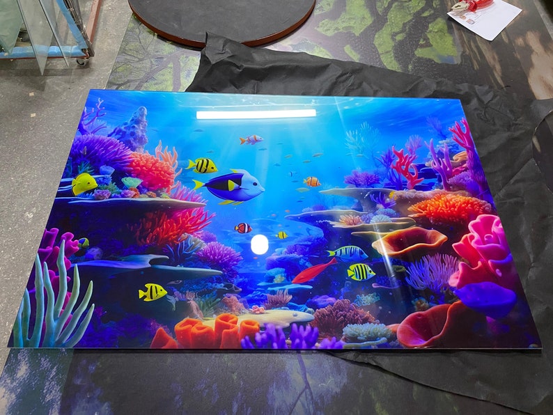 Ocean Glass, Fish Wall Art Under Sea Ar, Tempered Glass Under Sea Wall ...