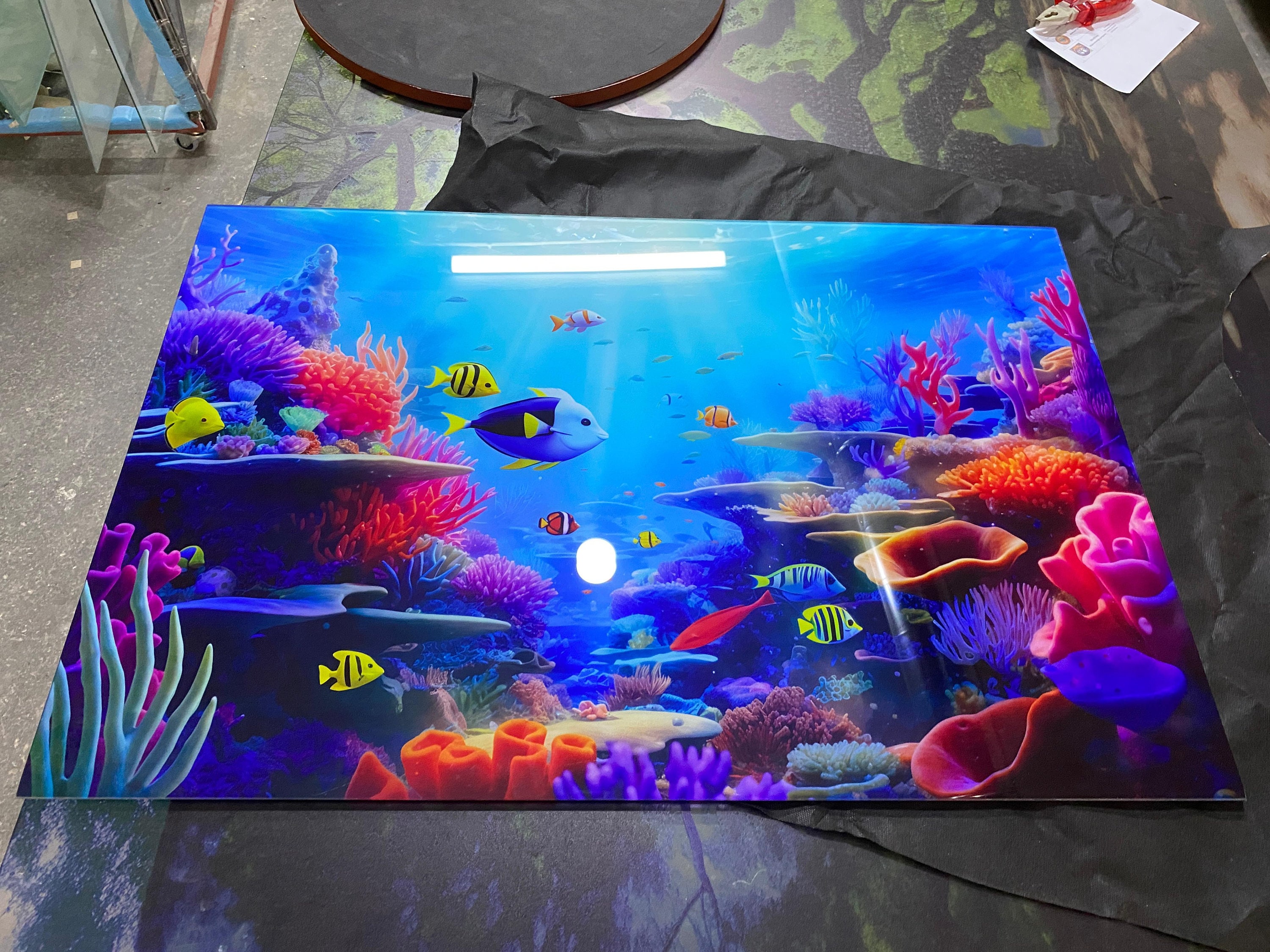 Ocean Glass, Fish Wall Art Under Sea Ar, Tempered Glass Under Sea Wall ...