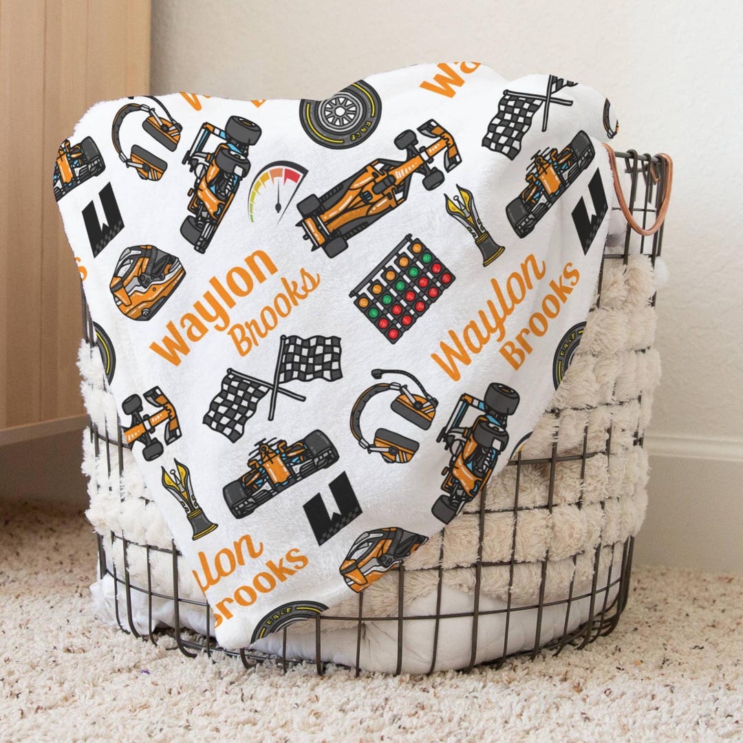 Custom Race Car Blanket, Personalized Baby Boy Blanket, Racing Theme ...