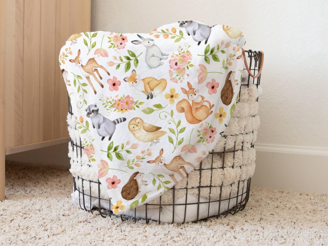 Woodland Animals Blanket, Personalized Baby Shower Gift, Baby Girl's ...