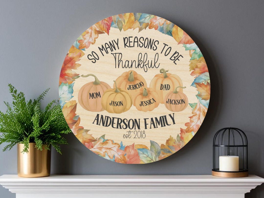 Personalized Fall Leaves Sign, Housewarming Family Gift, Wooden ...