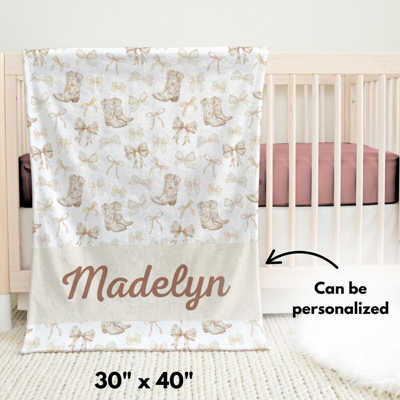 Ivory Western Cowgirl Blanket, Toile Coquette Boots + Bows ...