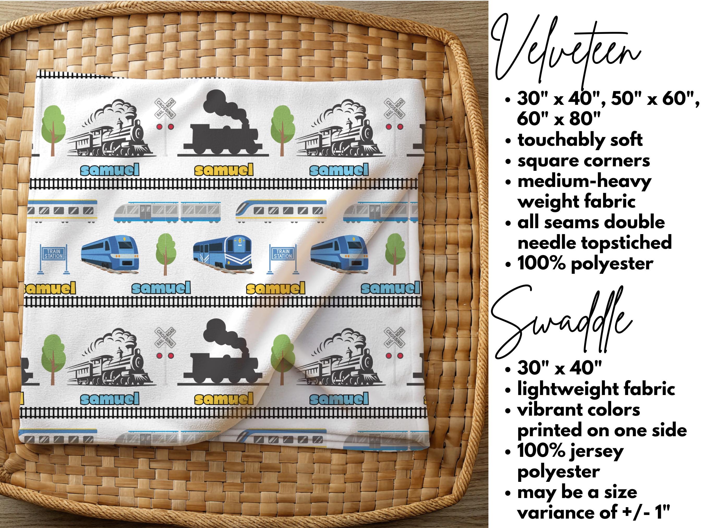 Personalized Train Blanket for Kids, Steam Trains Baby Swaddle, Custom ...