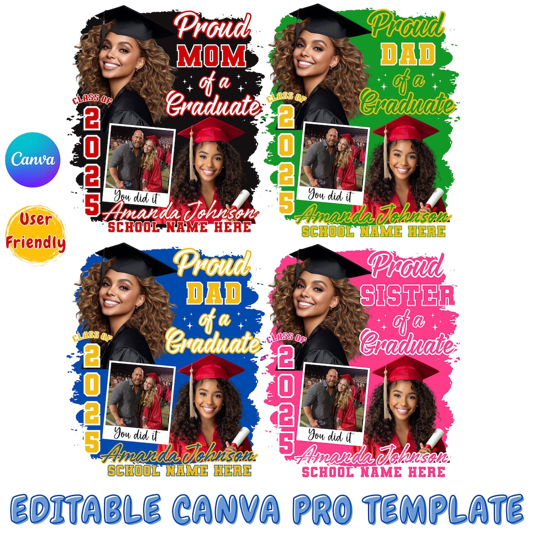 Graduate 2025 Editable Canva Template, Graduation 2025 Bundle, Proud ...