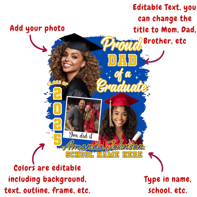 Graduate 2025 Editable Canva Template, Graduation 2025 Bundle, Proud ...