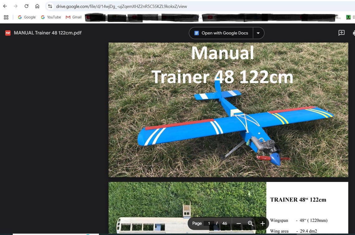 RC Model Plane Trainer 48 Inch/122 Cm DXF Files - Etsy