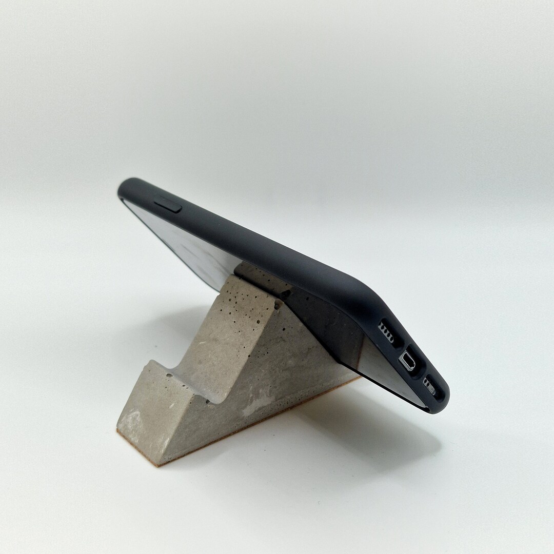 Handmade Concrete Phone Stand | Desk Accessory, Business Card Holder - Etsy