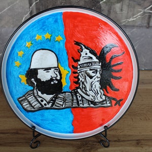 10" Approx . (27cm Approx) Hand Painted Prizren Kosovo, Albanian Flag ...