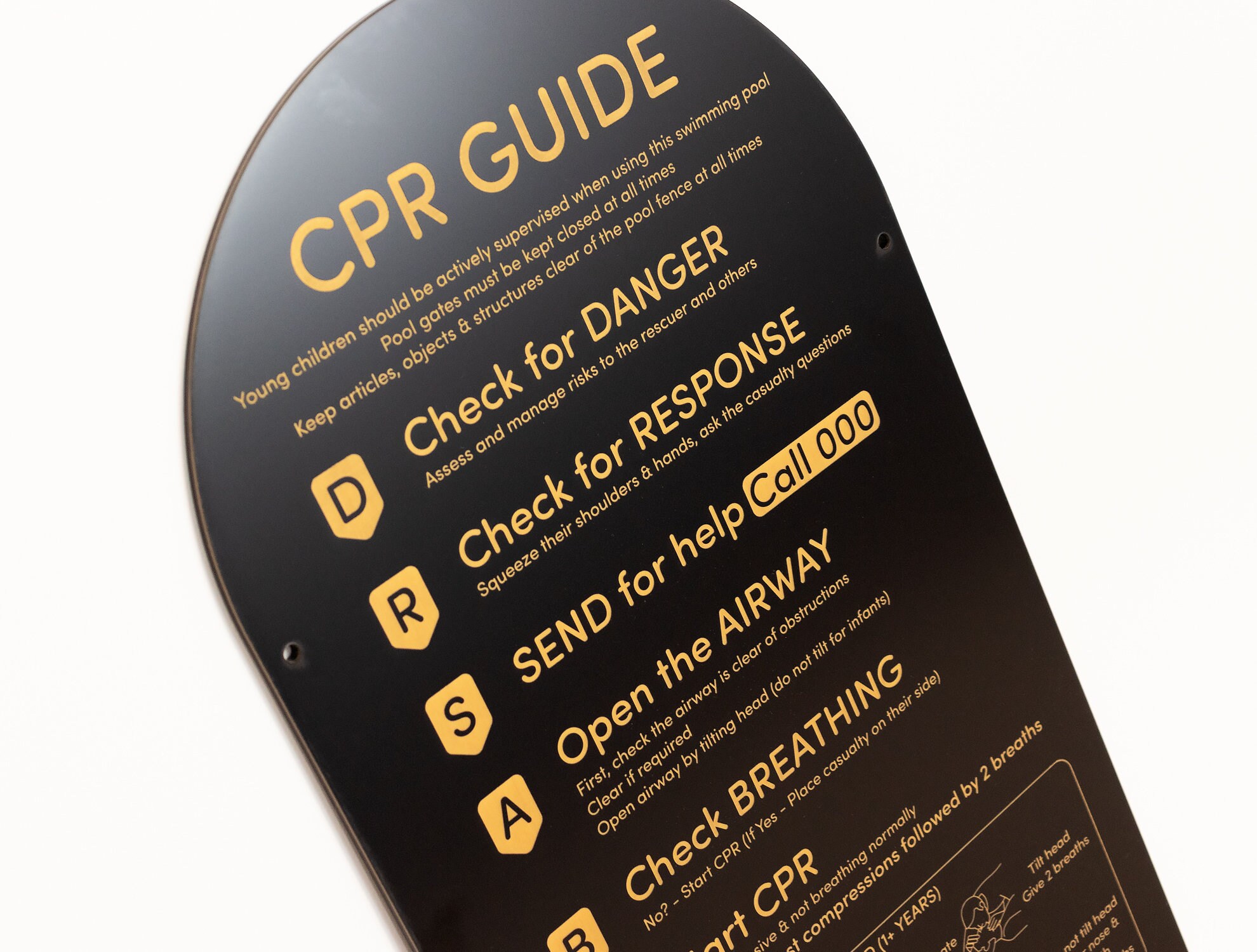 Modern Designer CPR Pool Safety Sign - Black Sign With Gold Text - Etsy ...