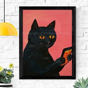 Whimsical Cat Reading Meme #3 | A3 Printable Wall Art | Digital ...