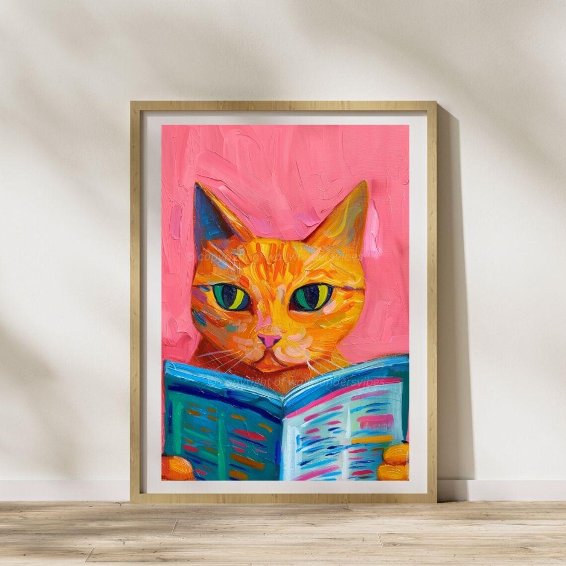 Hilarious Cat Reading Paper Print | Funny A3 Wall Art | Digital ...