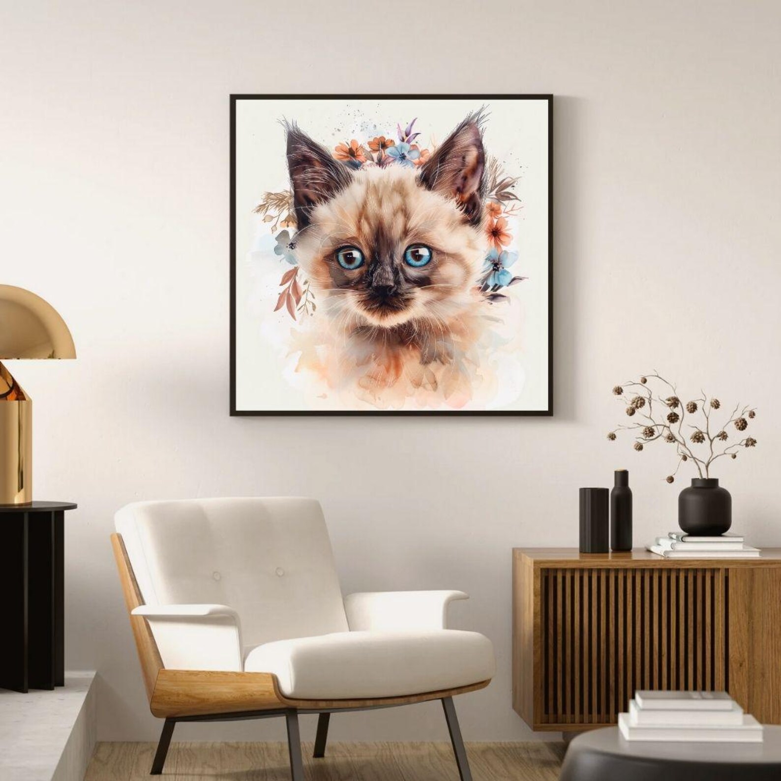 Bohemian Watercolor Cat Wall Art #11 | Digital Download PNG | High ...