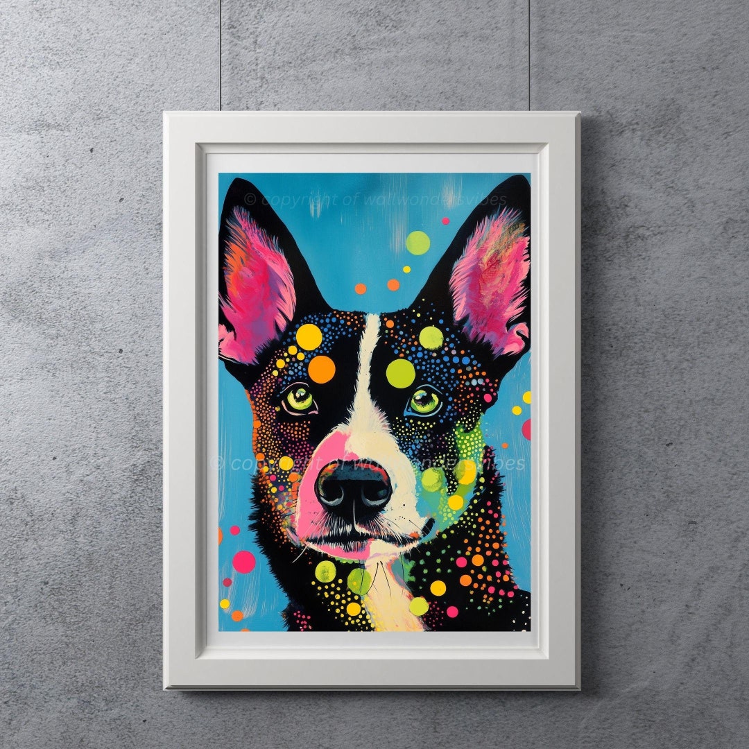 Colorful Dog Digital Wall Art Modern Abstract Pet Portrait Printable ...