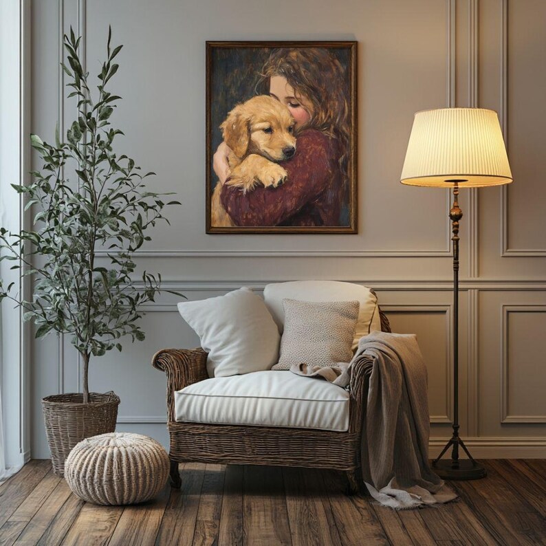 Dog and Girl Wall Art #4 | A3 Printable Art for Dog Lovers | Digital ...