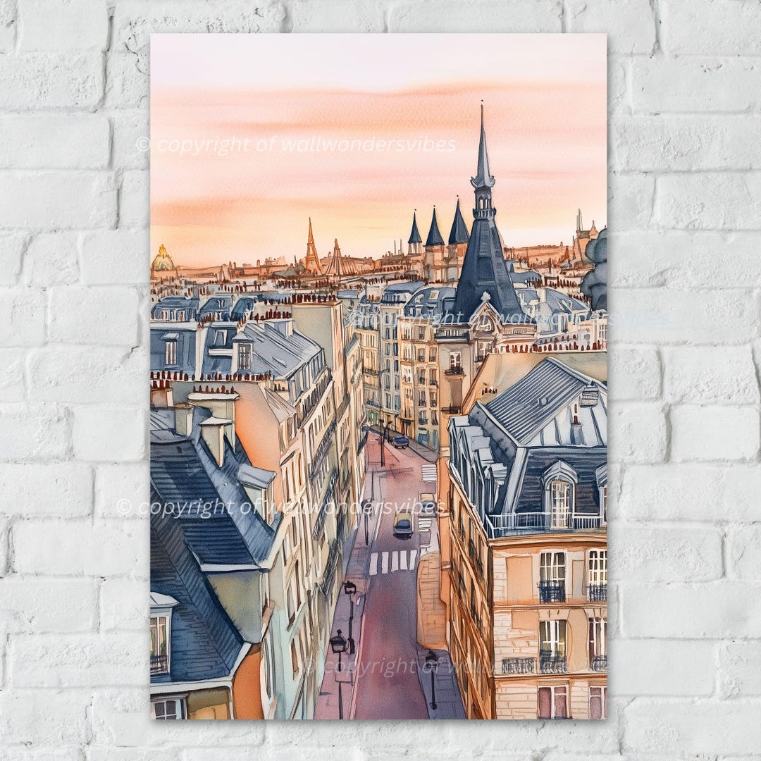 Paris Cityscape Art Digital Download, Printable Wall Art, Paris Skyline ...
