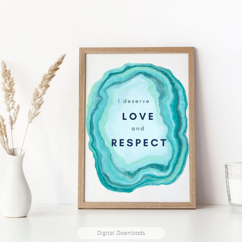 8 Daily Positive Affirmations Art Print, Therapy Office Decor, Words of ...