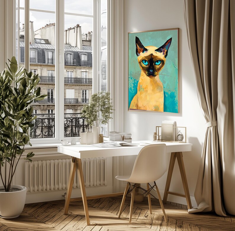 Unique Siamese Cat Art Poster Digital Download – A3 Printable Wall ...