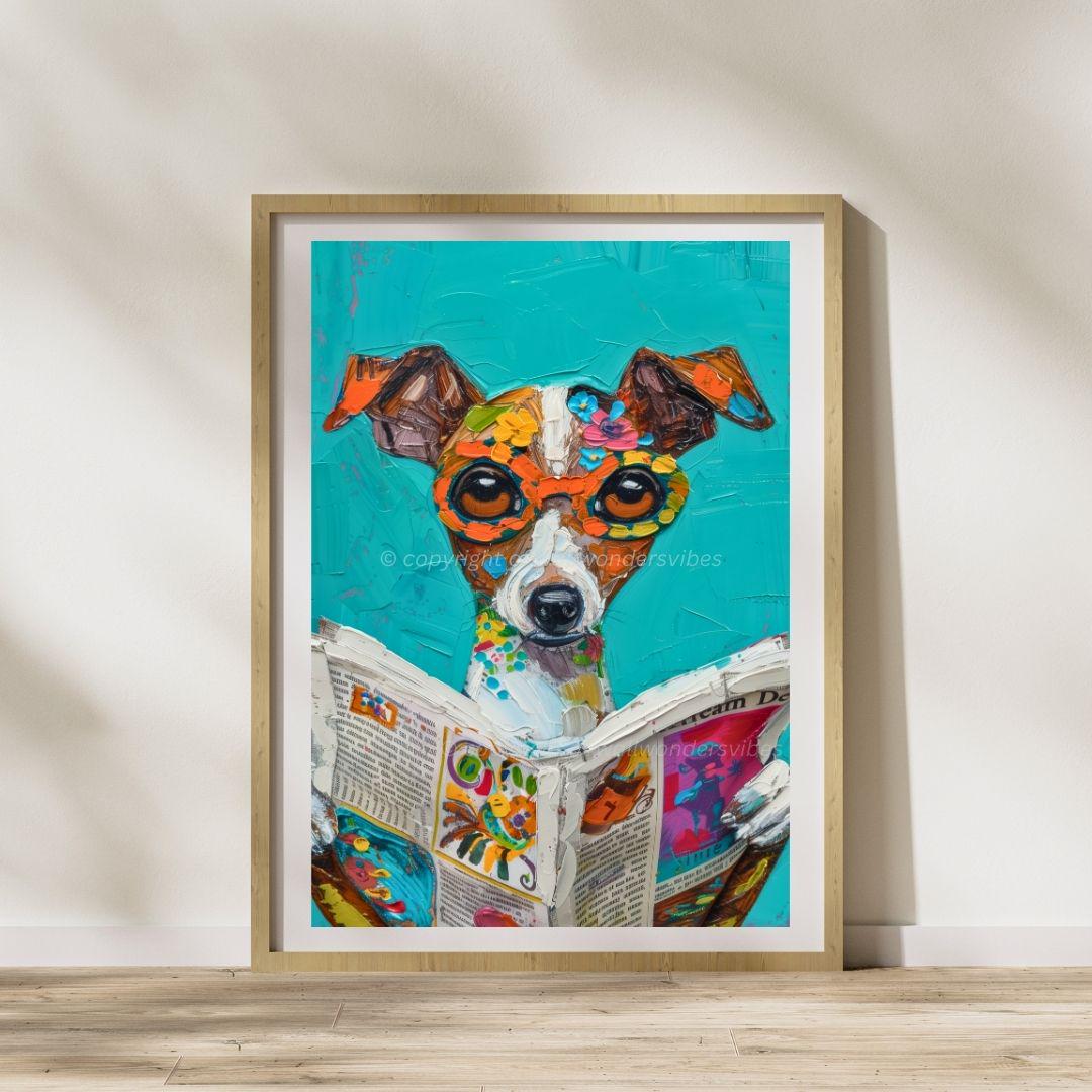 Whimsical Dog Reading Newspaper Art Print A3 Size #7 - Digital Download ...