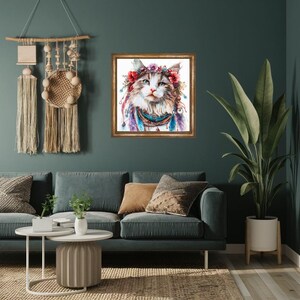 Bohemian Watercolor Cat Wall Art #20 | Digital Download PNG | High-resolution Boho Decor ...