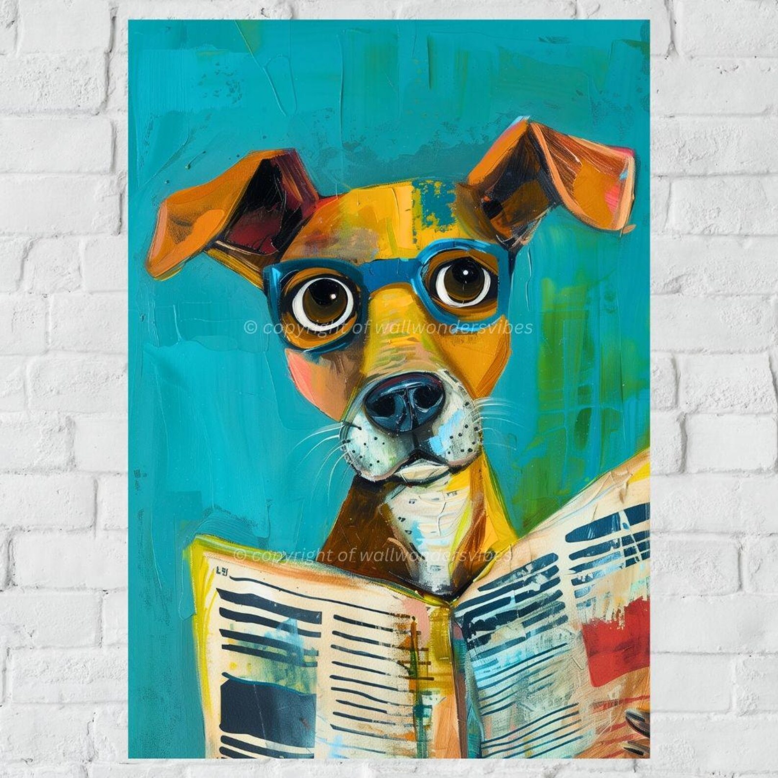 Whimsical Dog Reading Newspaper Art Print A3 Size #8 - Digital Download ...