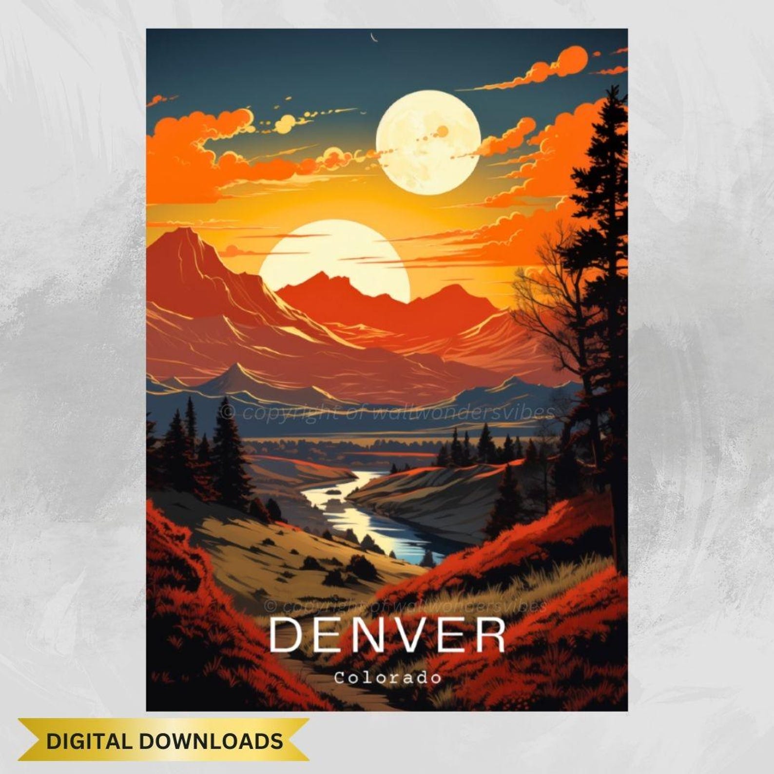 Denver Travel Poster #4 - Digital Download - A3 Size Wall Art - High ...