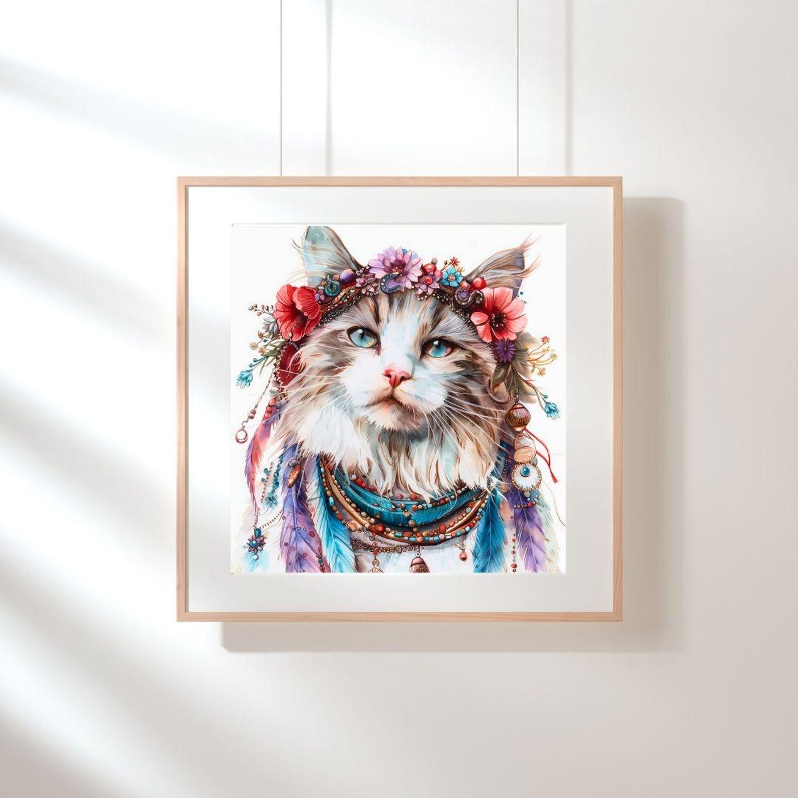 Bohemian Watercolor Cat Wall Art #20 | Digital Download PNG | High ...
