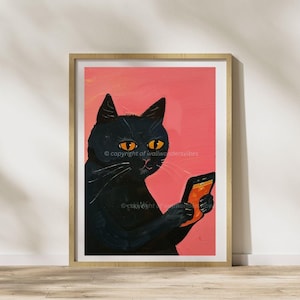 Whimsical Cat Reading Meme #3 | A3 Printable Wall Art | Digital ...