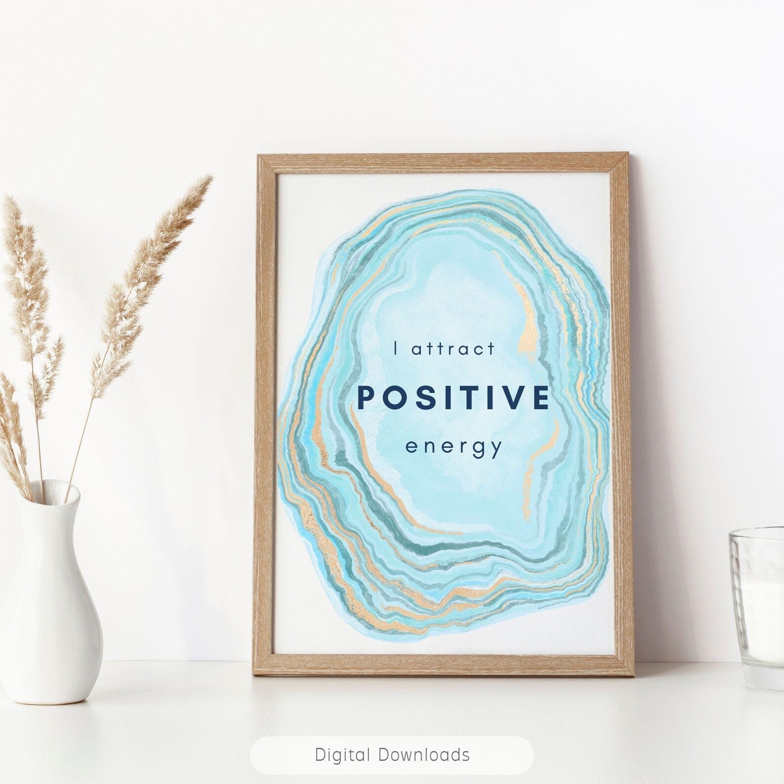 8 Daily Positive Affirmations Art Print, Therapy Office Decor, Words of ...