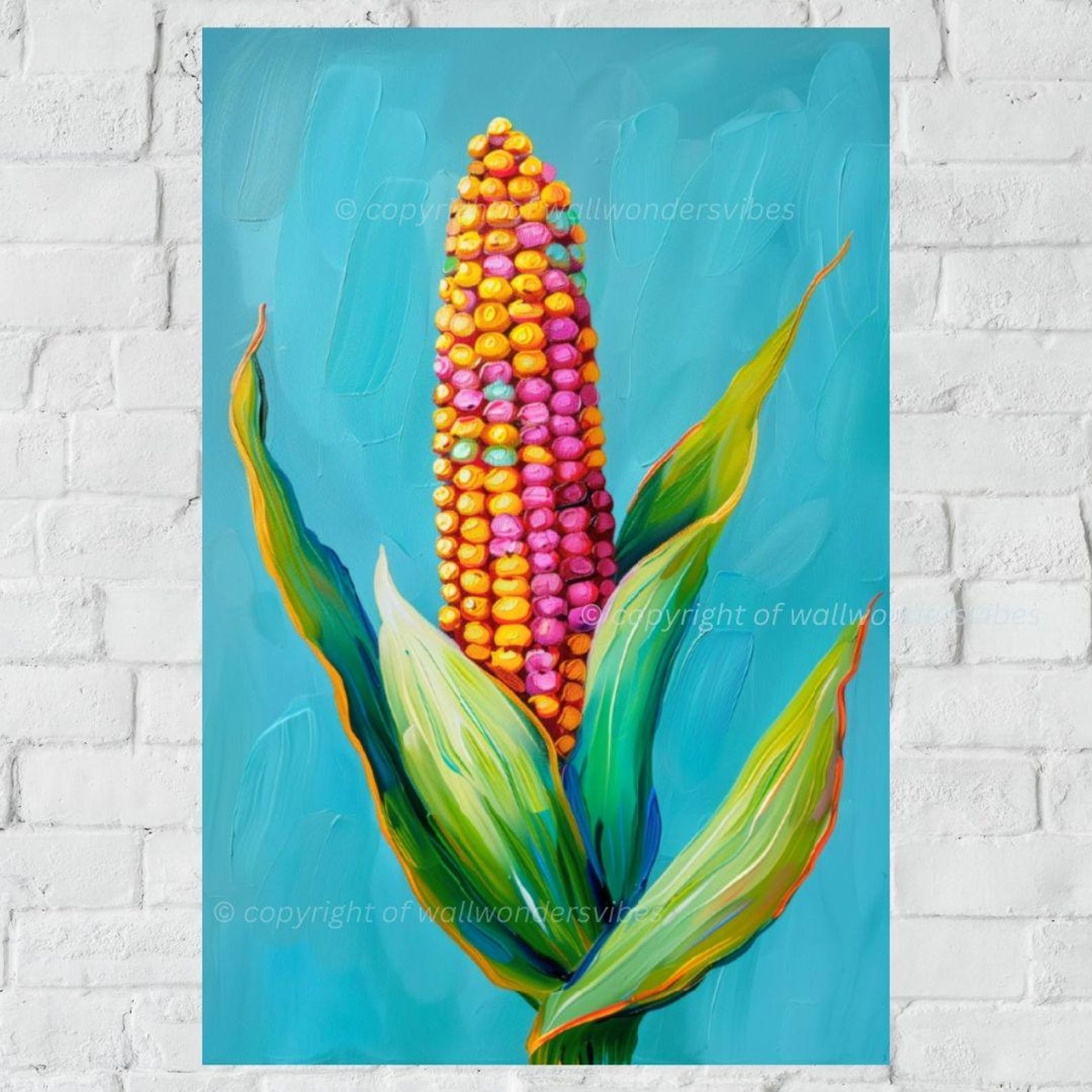 Whimsical Corn Wall Art Printable | Farmhouse Kitchen Decor | Vegetable ...