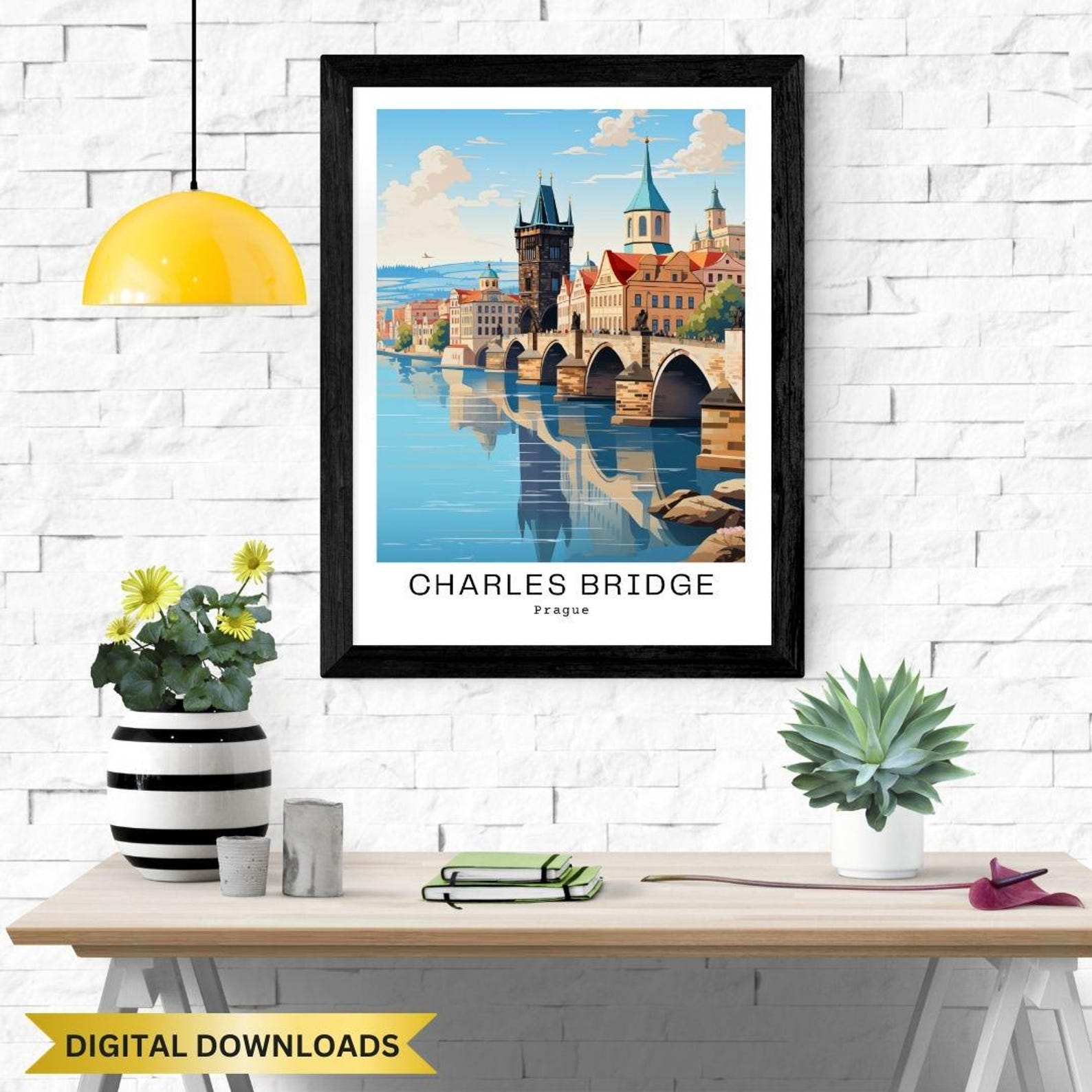 Charles Bridge Prague Wall Art, Digital Download Print, Cityscape ...