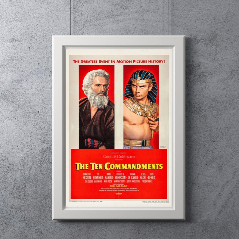 The Ten Commandments Vintage Movie Poster Classic Film Art Print ...