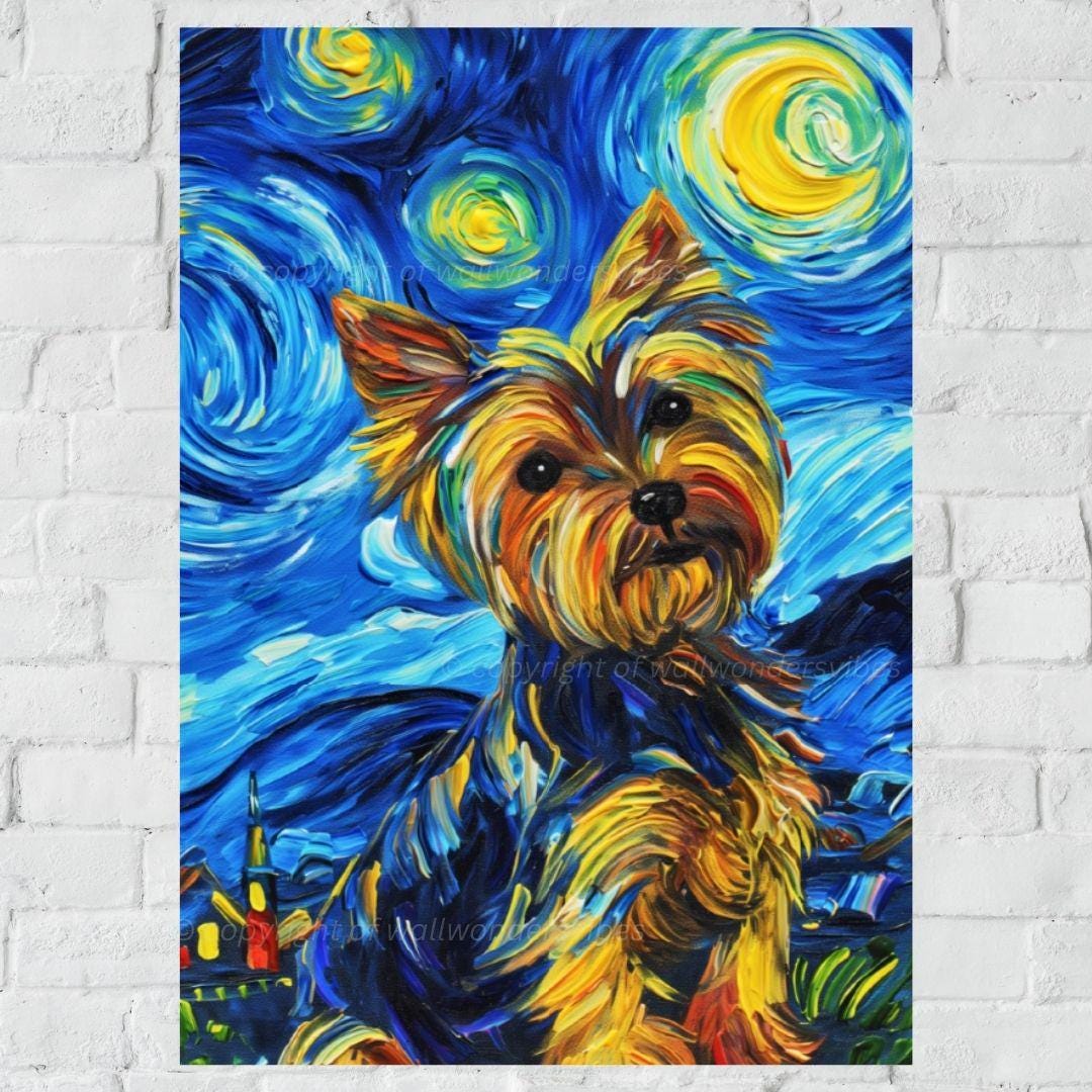Yorkshire Terrier Dog Art Print, Abstract Pet Portrait, Digital ...