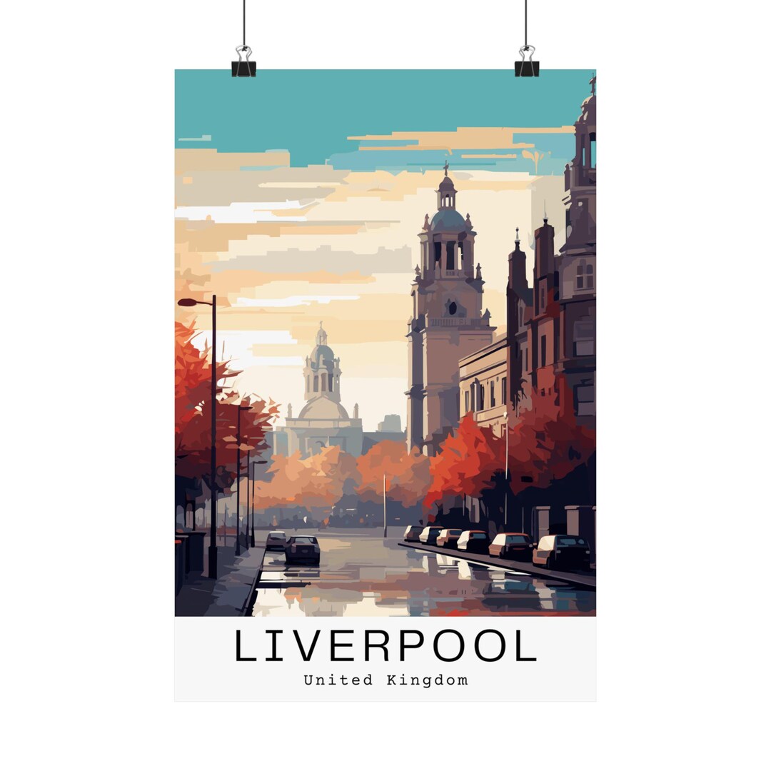 Liverpool United Kingdom Travel Poster - Famous Place Travel Matte ...