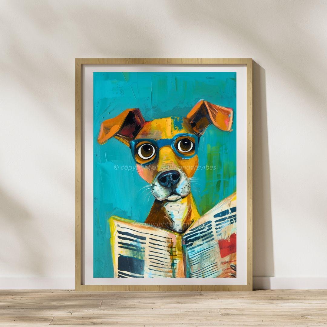 Whimsical Dog Reading Newspaper Art Print A3 Size #8 - Digital Download ...