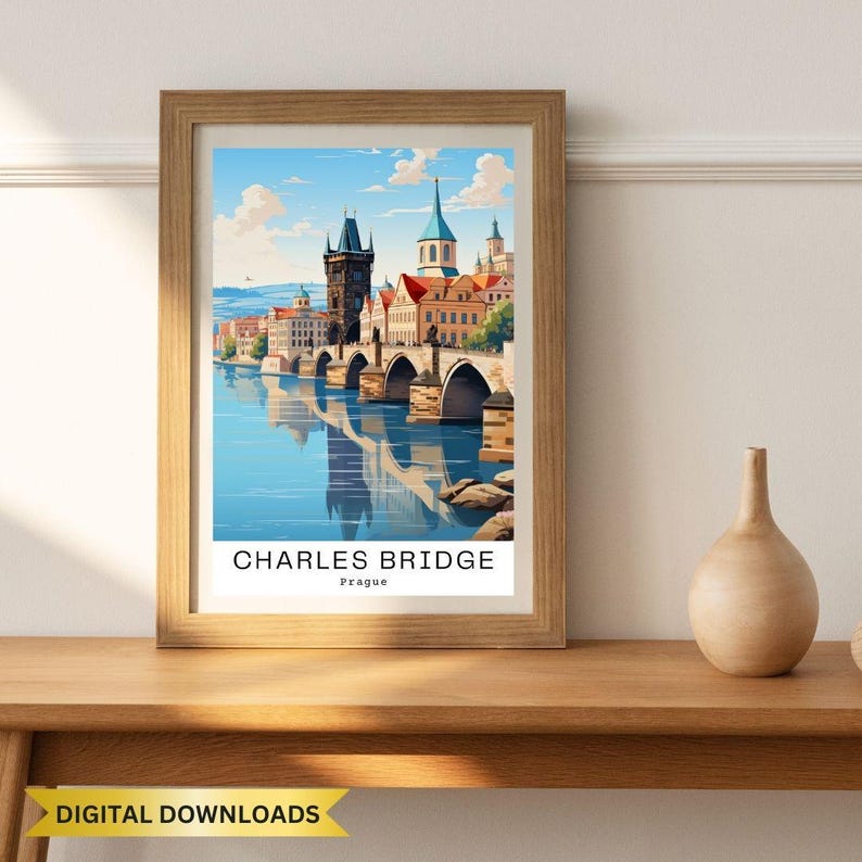 Charles Bridge Prague Wall Art, Digital Download Print, Cityscape ...