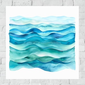 Watercolor Ocean Wave Art #10 | Digital Download PNG | High-resolution ...